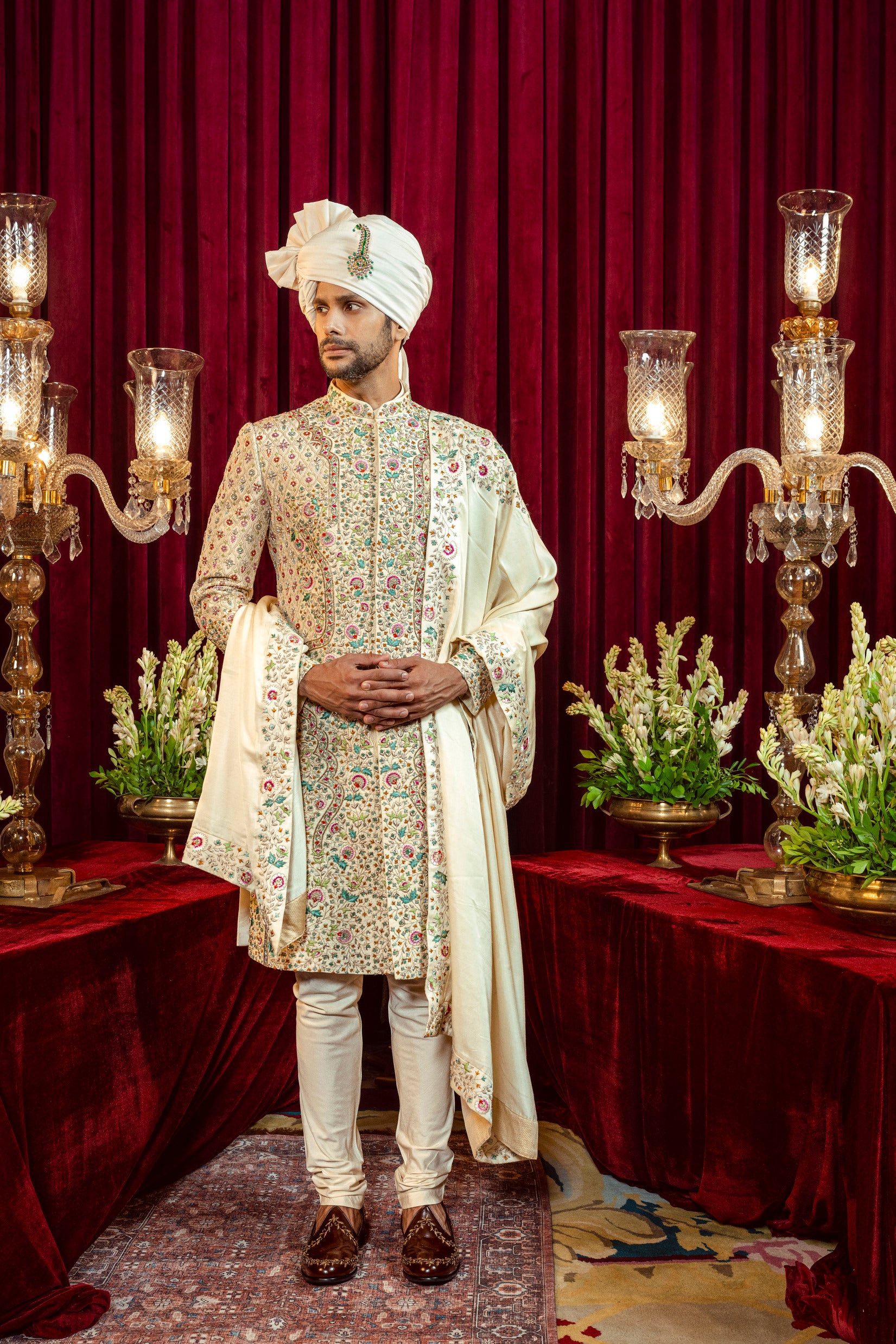 Buy Designer Ethnic Mewar Majesty Ivory Sherwani for Men Online ...